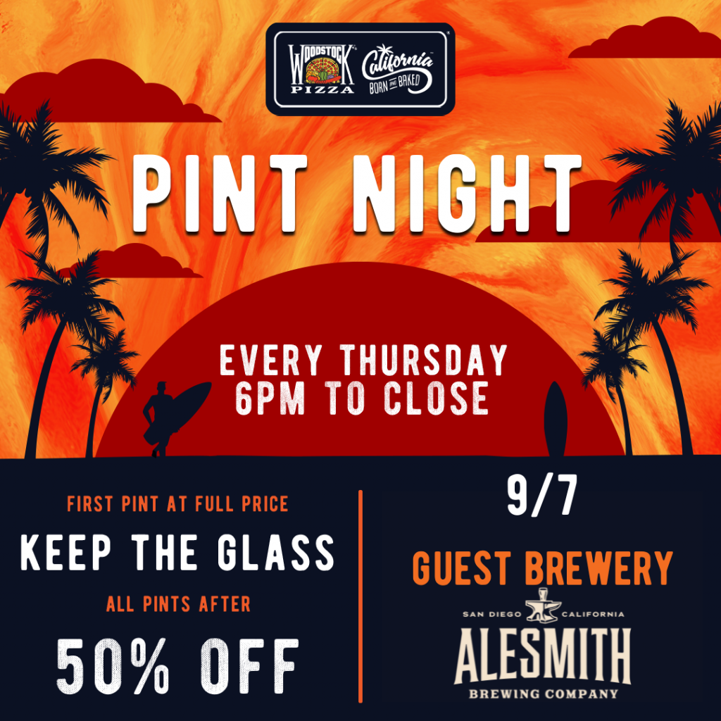 SD events Pint night - Woodstocks Pizza | Legendary Pizza, Salads ...
